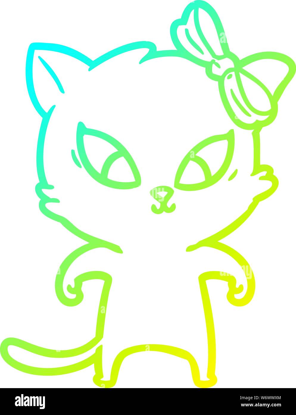cold gradient line drawing of a cartoon cat Stock Vector Image & Art ...