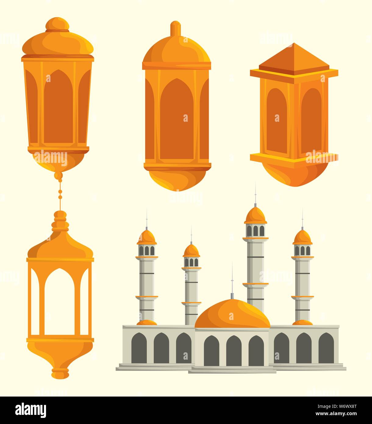 set of lamps design and castle architecture Stock Vector Image & Art ...