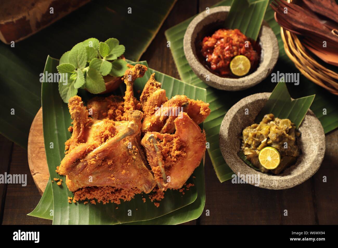 Ayam Goreng Padang. Traditional fried chicken with spice crumbs from ...