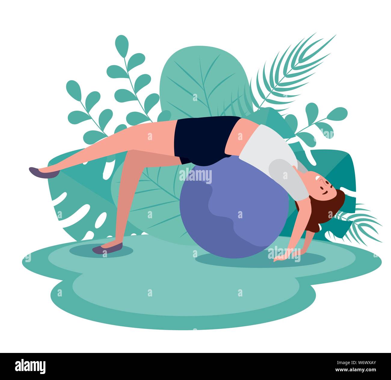 healthy woman yoga pose with ball Stock Vector Image & Art - Alamy