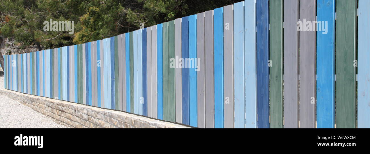 colorful wooden fence Stock Photo - Alamy