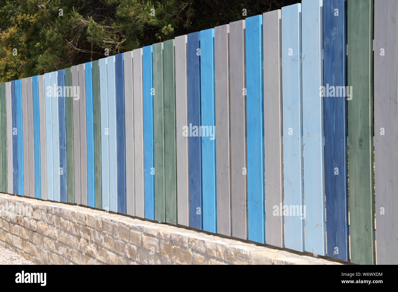 colorful wooden fence Stock Photo - Alamy