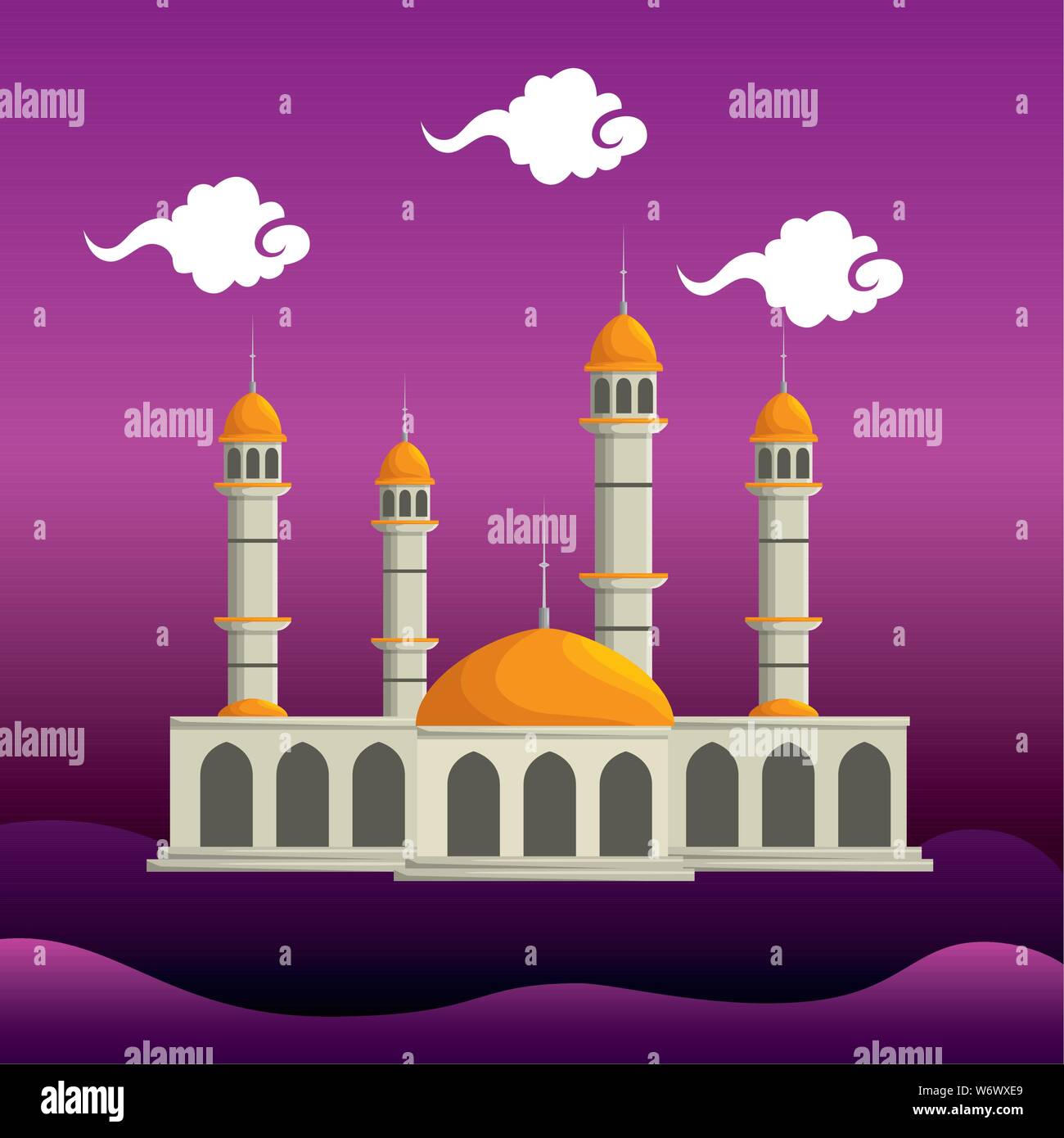arab castle architecture with clouds decoration Stock Vector Image ...