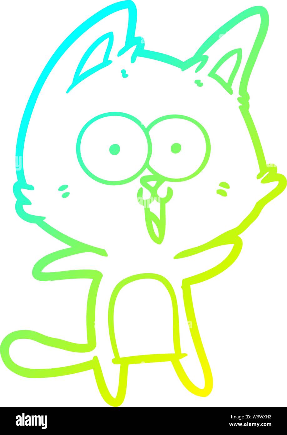 cold gradient line drawing of a funny cartoon cat Stock Vector Image ...
