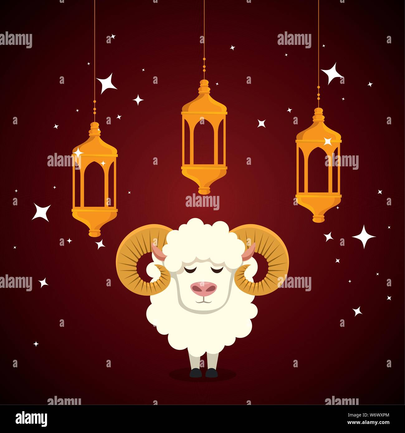 sheep xalda sacrifice with lamps hanging Stock Vector Image & Art - Alamy