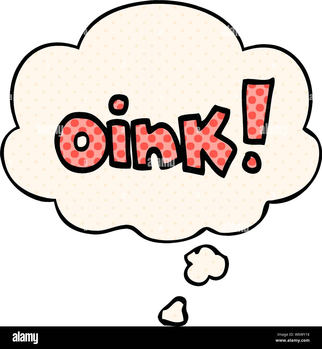 cartoon word oink with thought bubble in comic book style Stock Vector ...