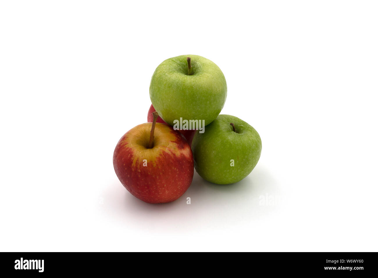 Fresh juicy group of red and green apples isolated on white background. Top view Stock Photo - Alamy