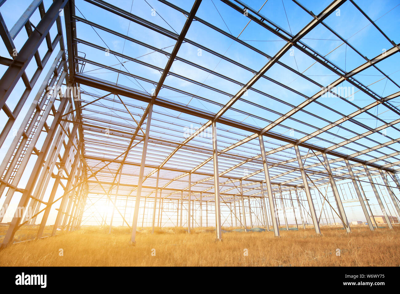 In the construction site, steel structure is under construction Stock ...