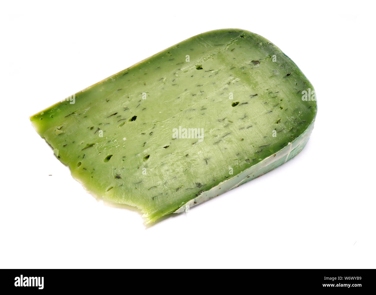 Dutch green cheese on a white background. Pesto Rosso on a white ...