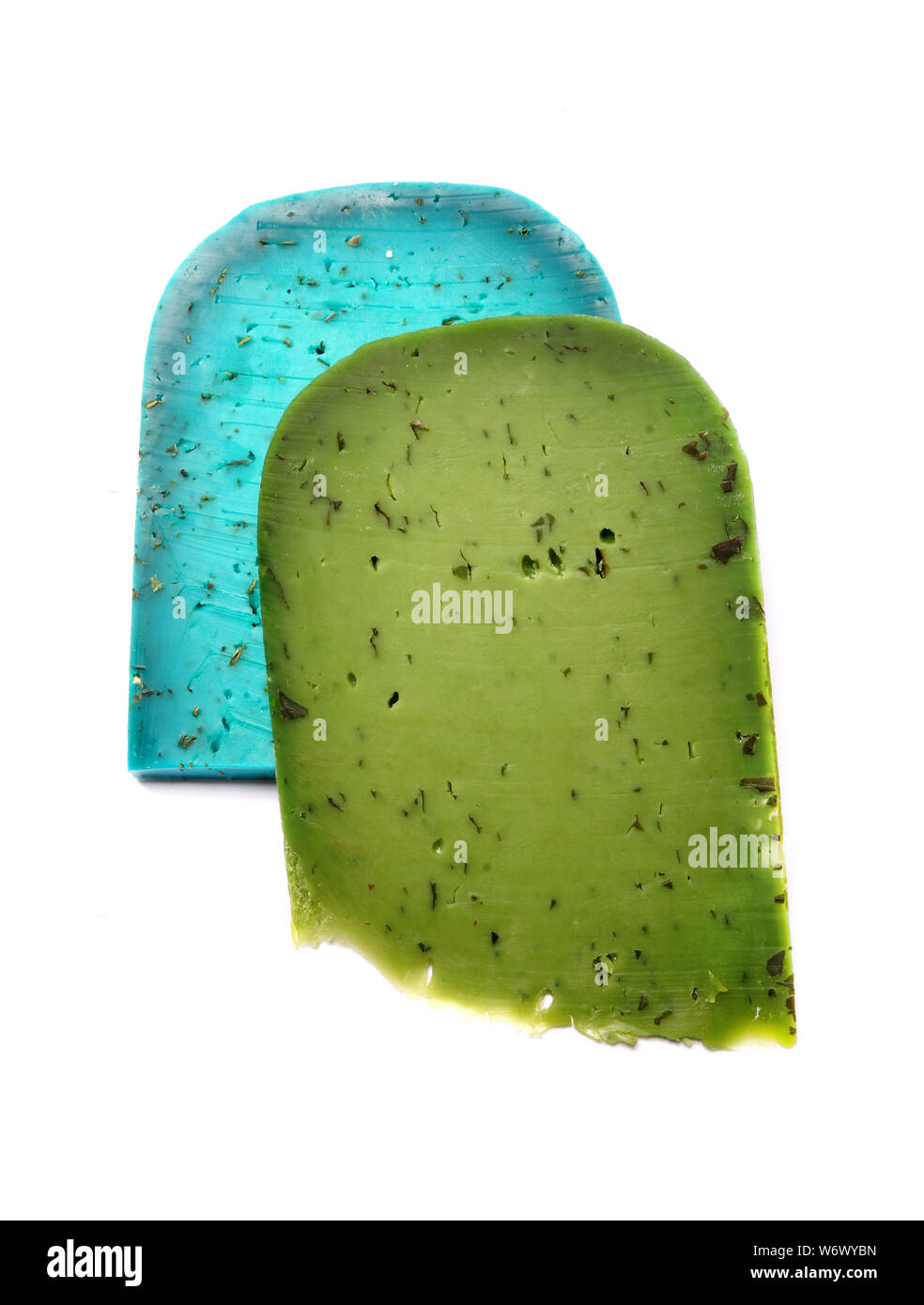 Dutch green and blue cheese on a white background. Lavender Pesto and ...