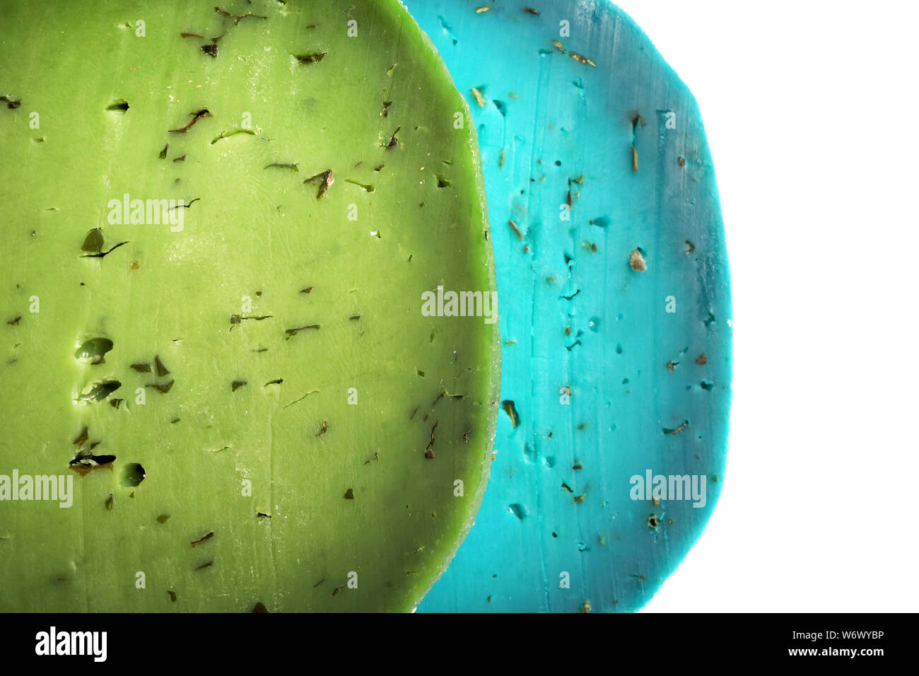 Dutch green and blue cheese on a white background. Lavender Pesto and ...