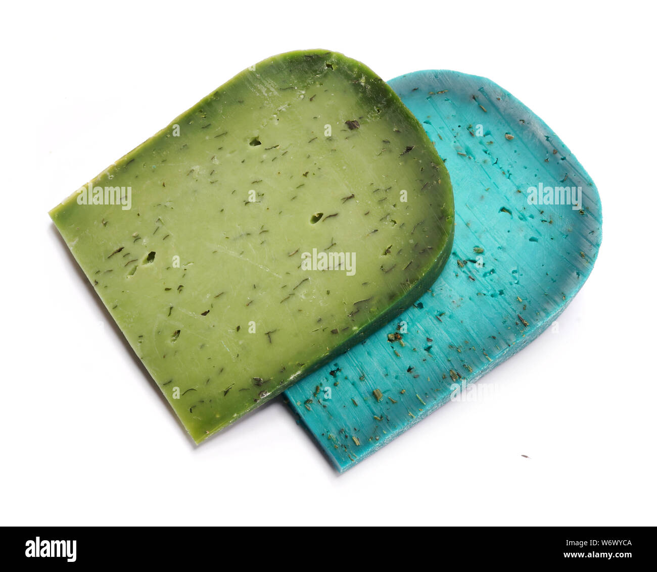 Dutch green and blue cheese on a white background. Lavender Pesto and ...