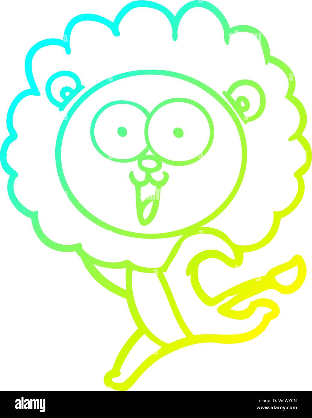 cold gradient line drawing of a happy cartoon lion Stock Vector Image ...