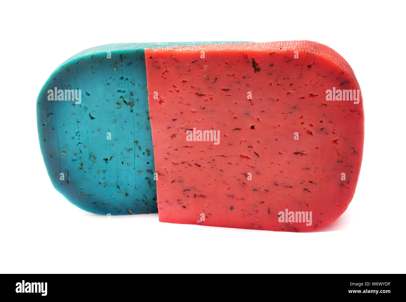 Dutch red and blue cheese. Cheese on a white background. Lavender pesto ...