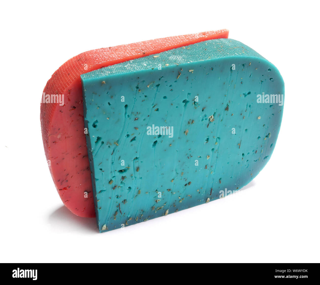 Dutch red and blue cheese. Cheese on a white background. Lavender pesto ...