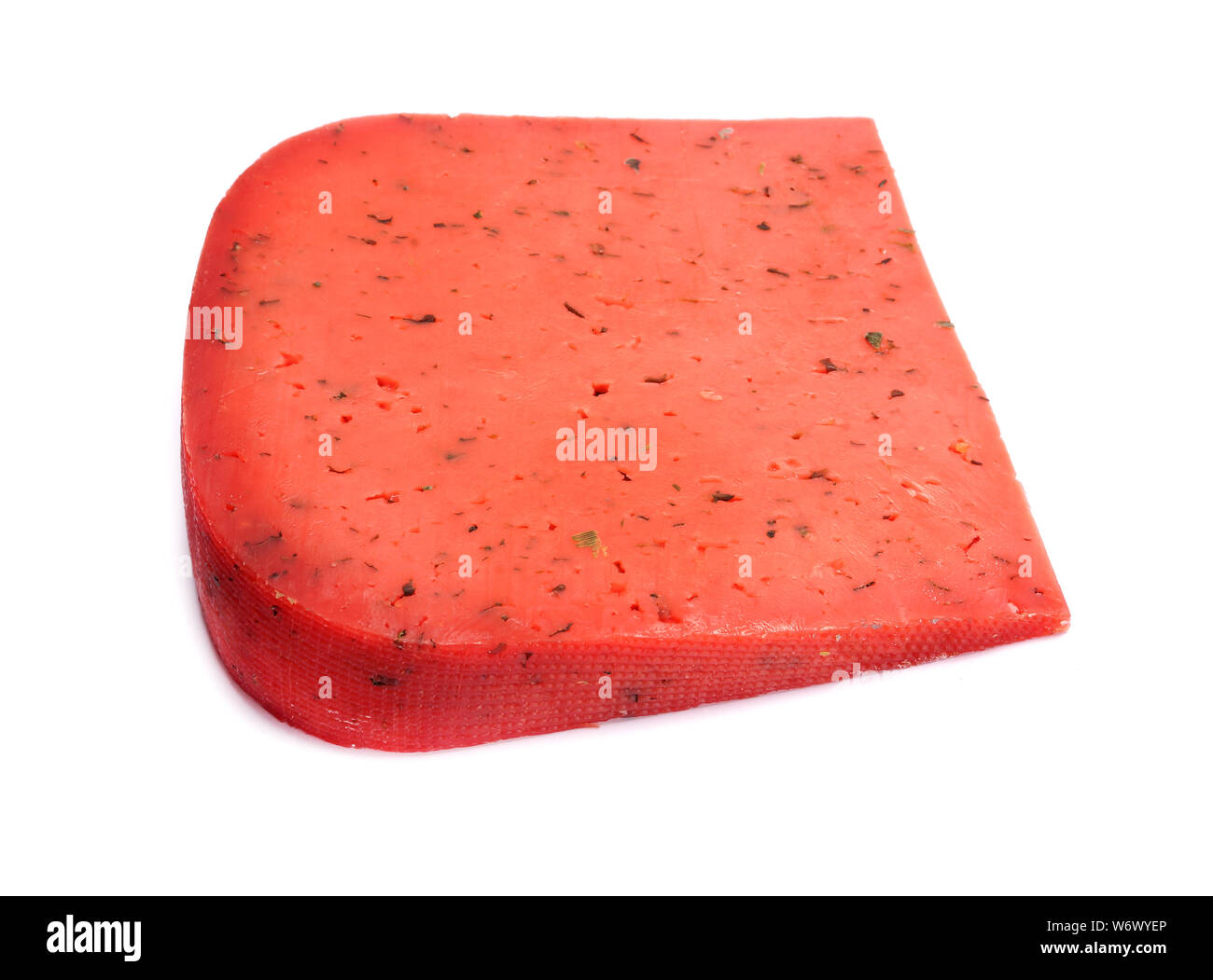 Dutch red cheese on a white background. Pesto Rosso on a white ...