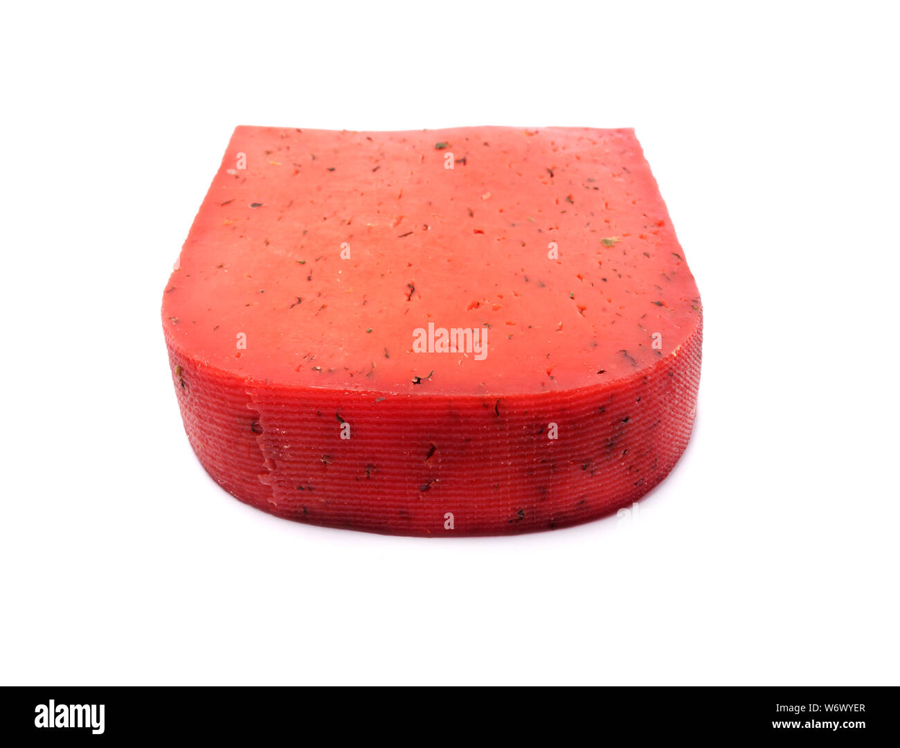 Dutch red cheese on a white background. Pesto Rosso on a white ...