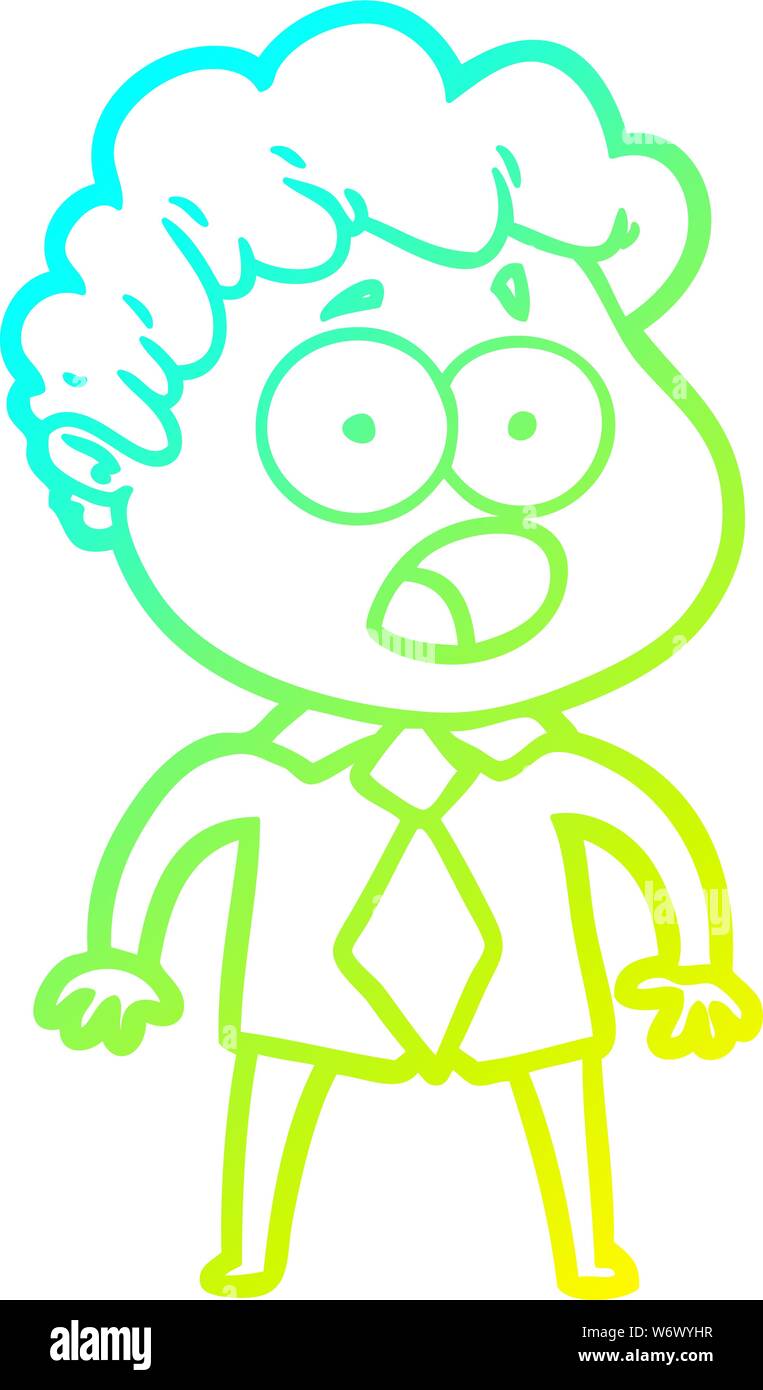 cold gradient line drawing of a cartoon man gasping in surprise Stock ...