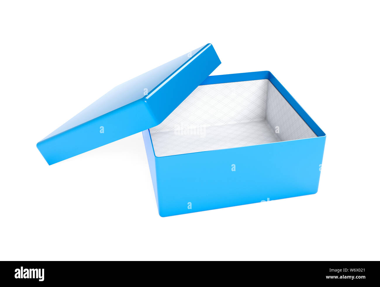 Blue gift box. Open emty box mock up. 3d rendering illustration ...
