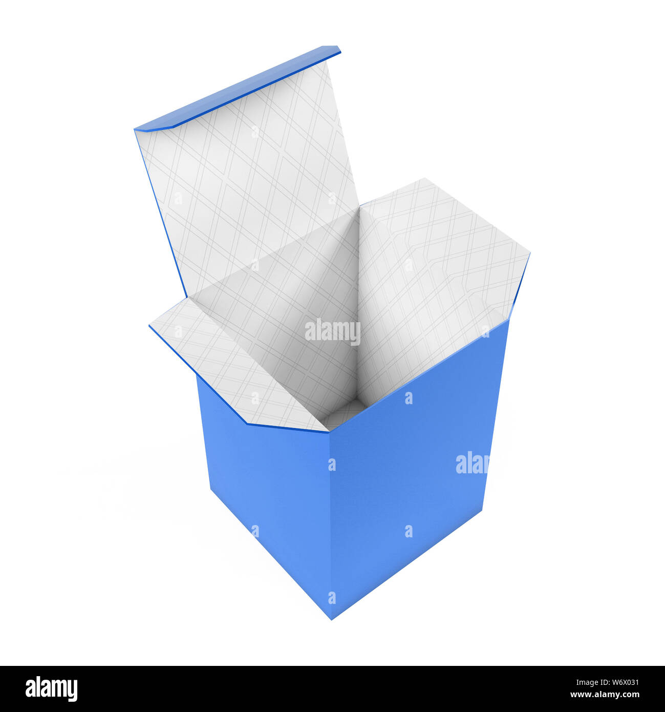 Blue high box. Open carton with white inside. 3d rendering illustration ...