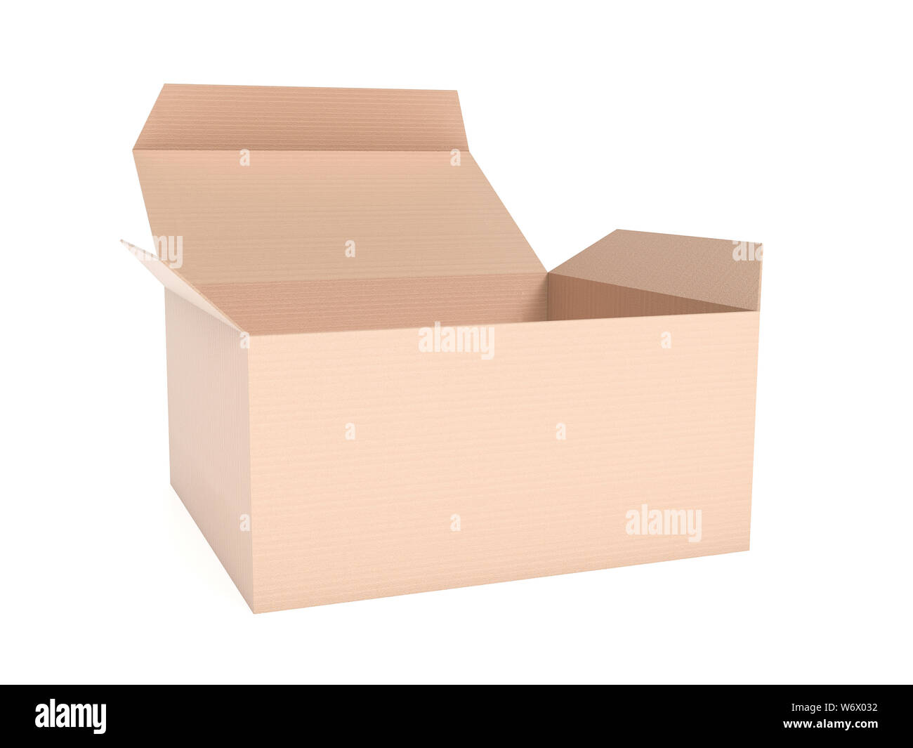Open brown box mock up. 3d rendering illustration isolated on white ...