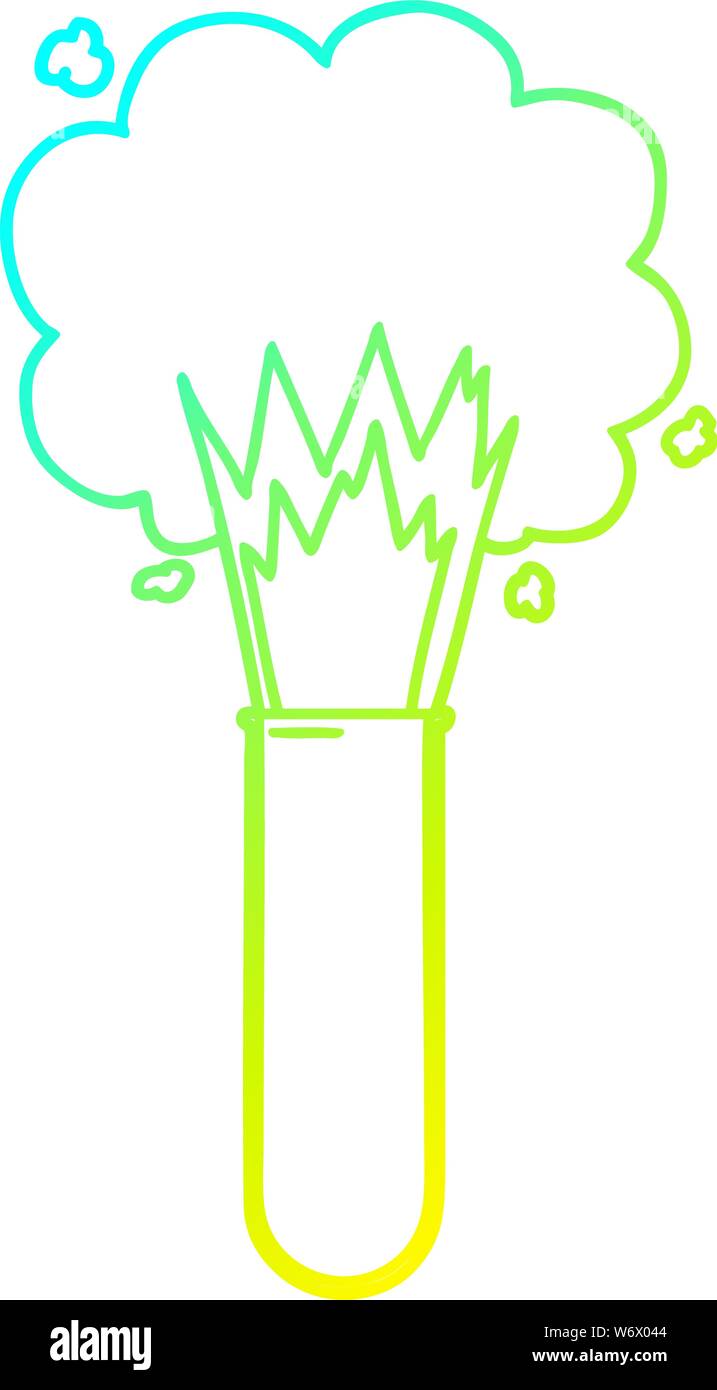cold gradient line drawing of a cartoon exploding chemicals in test ...