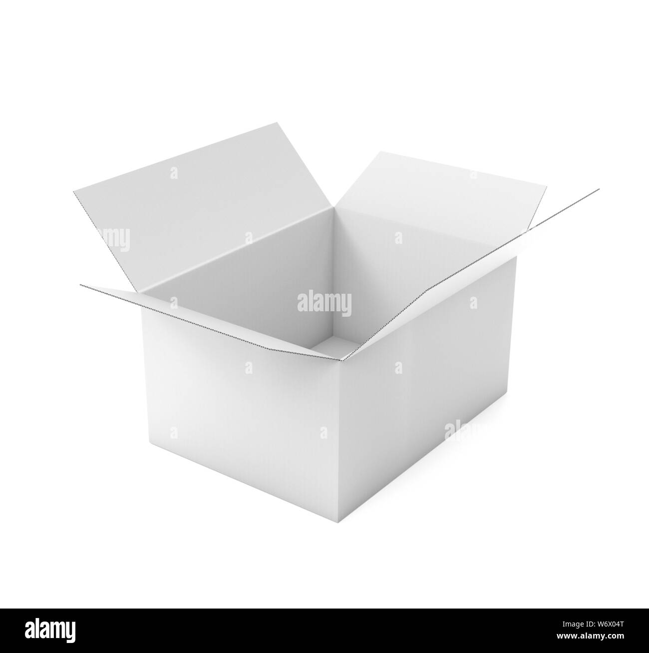 Open white corrugated carton box mock up. Big shipping packaging. 3d rendering illustration ...