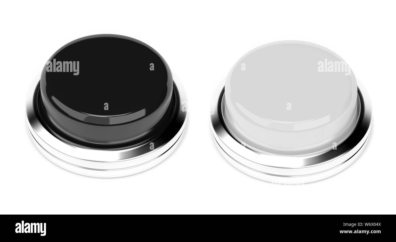 Black and white push buttons. 3d rendering illustration Stock Photo - Alamy