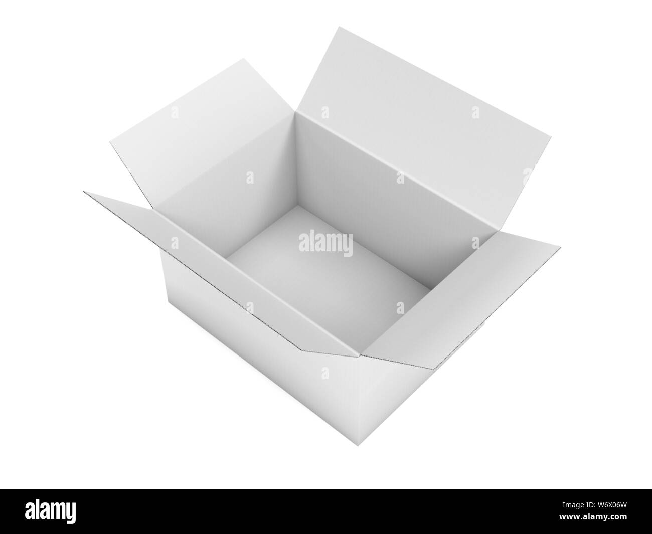 Open white corrugated carton box mock up. Big shipping packaging. 3d rendering illustration ...
