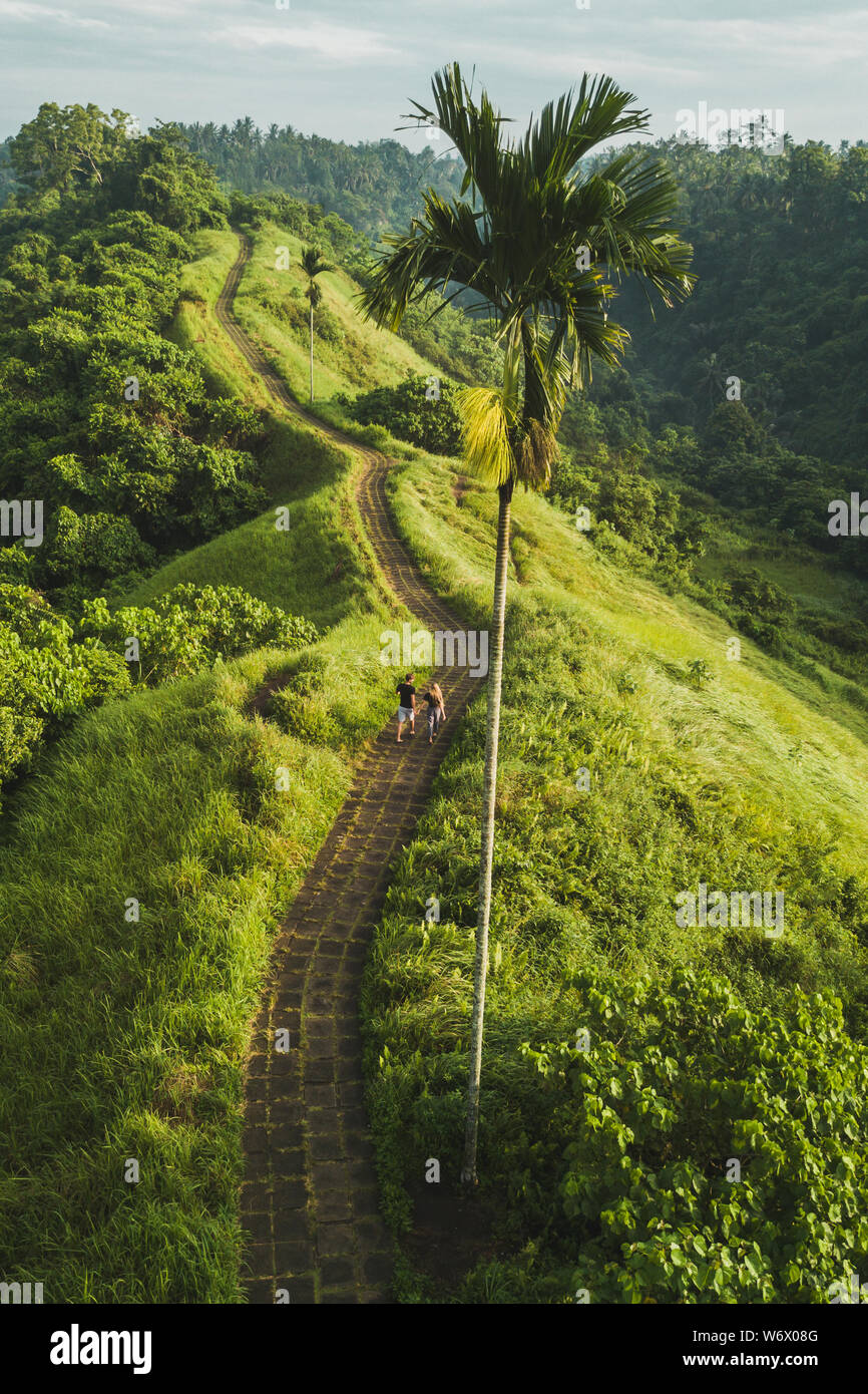 Couple walking on Campuhan Ridge Walk , Scenic Green Hill in Ubud Bali ...