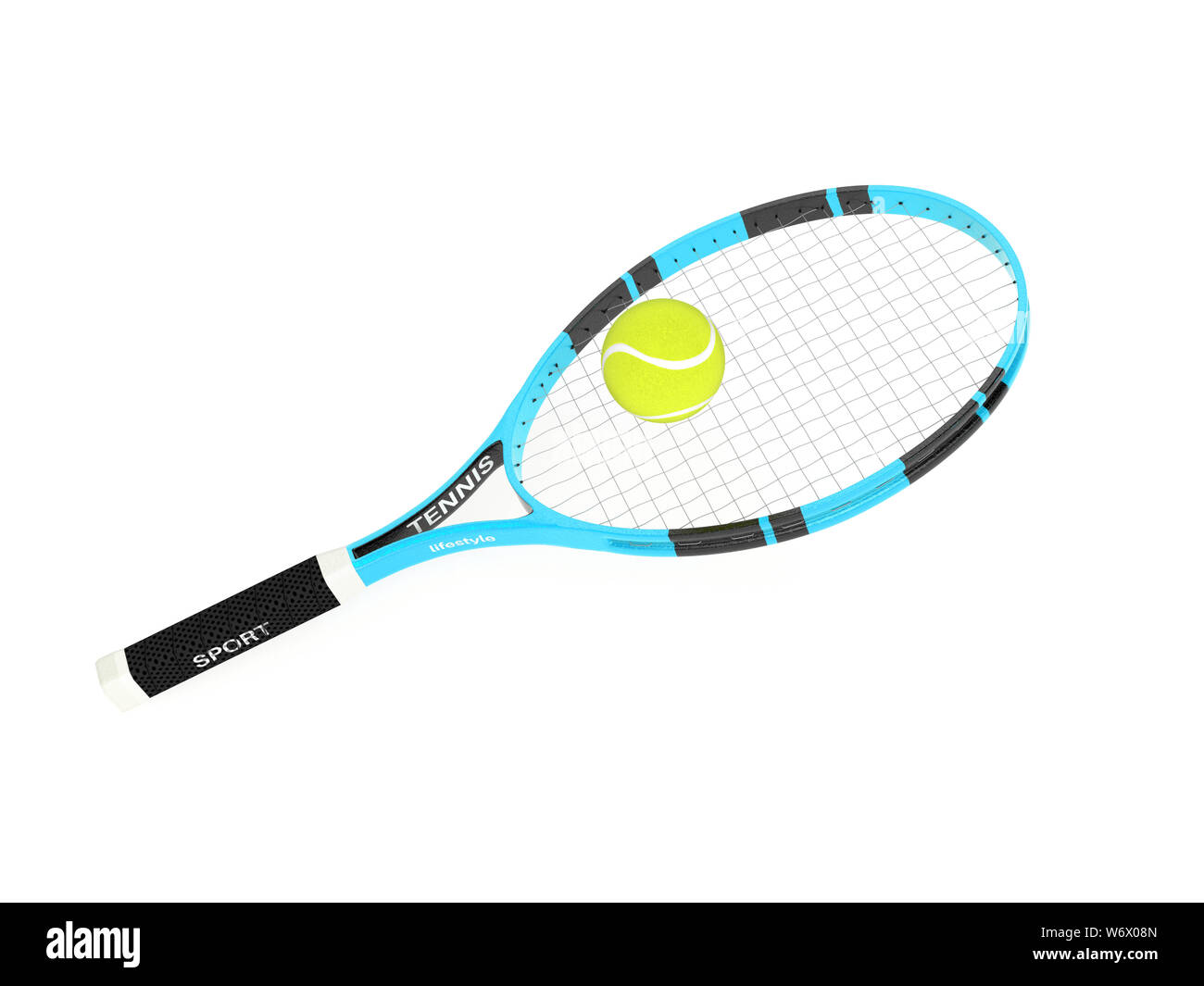 Tennis racket with yellow tennis ball Stock Photo - Alamy