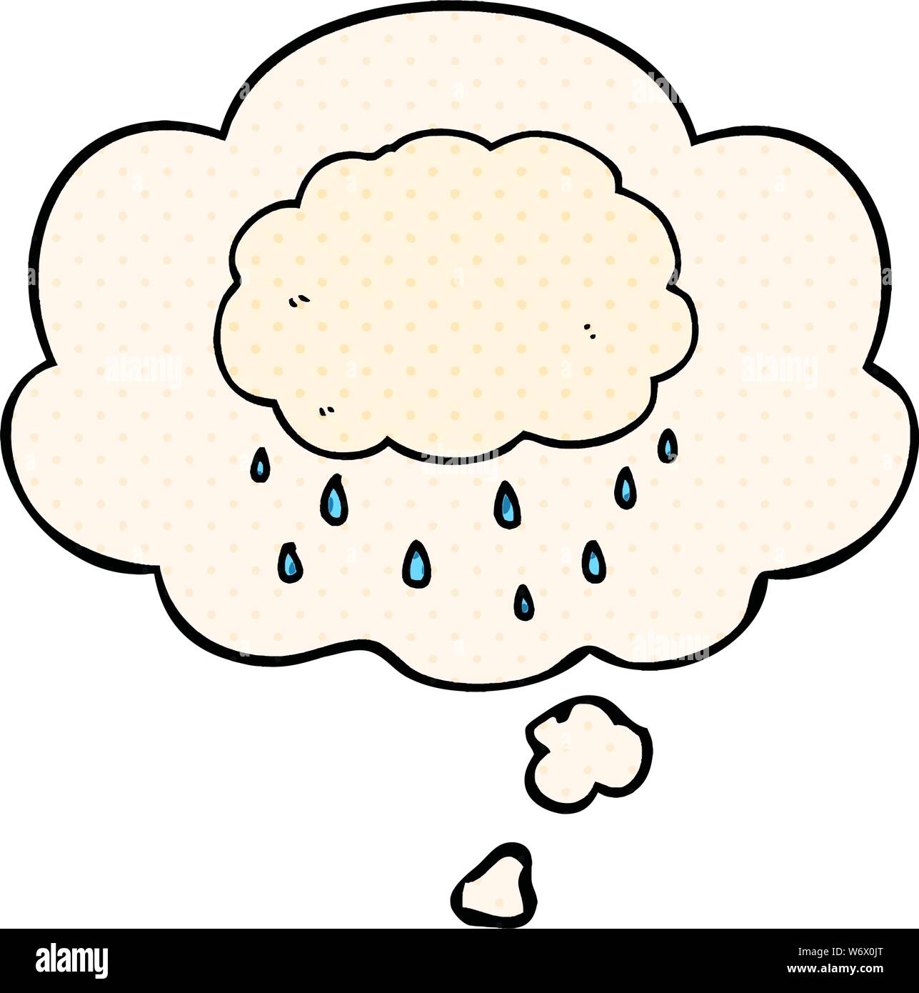cartoon rain cloud with thought bubble in comic book style Stock Vector ...