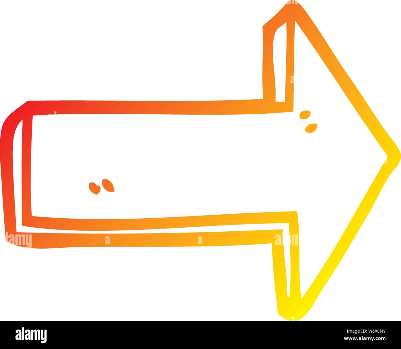 warm gradient line drawing of a cartoon directing arrow Stock Vector ...