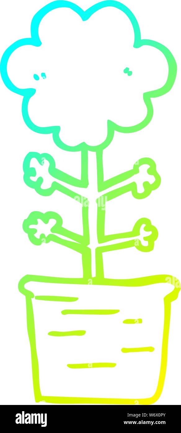 cold gradient line drawing of a cute cartoon flower Stock Vector Image ...