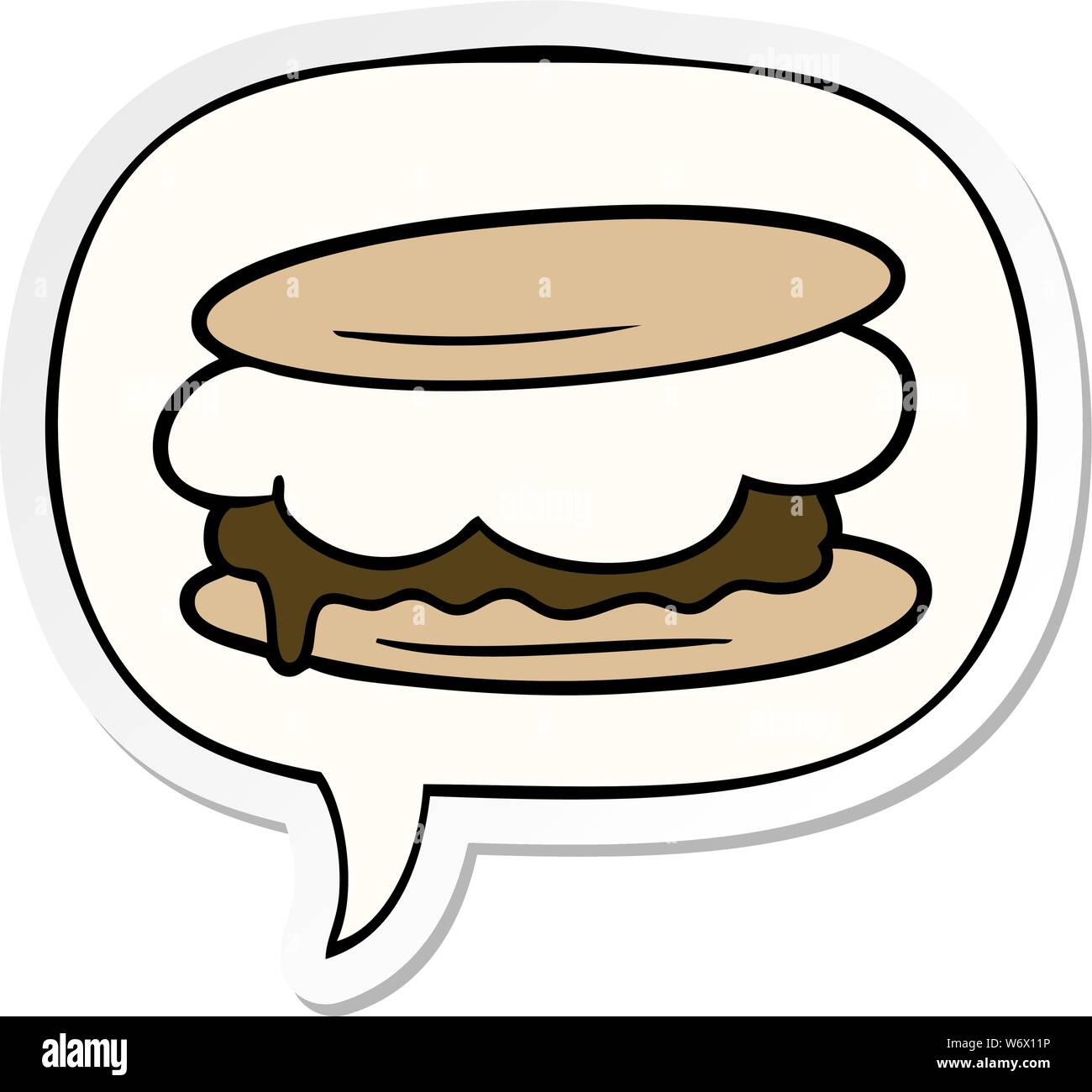 smore cartoon with speech bubble sticker Stock Vector Image & Art - Alamy