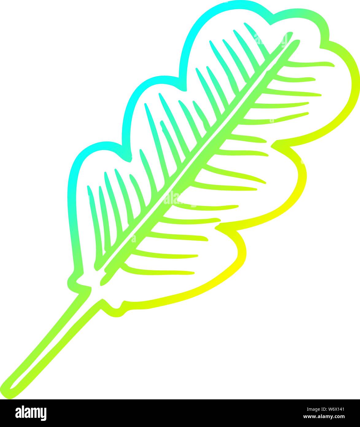cold gradient line drawing of a cartoon fallen leaf Stock Vector Image ...