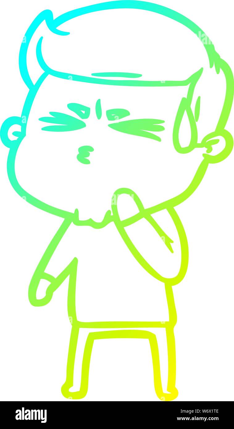 cold gradient line drawing of a cartoon man sweating Stock Vector Image ...