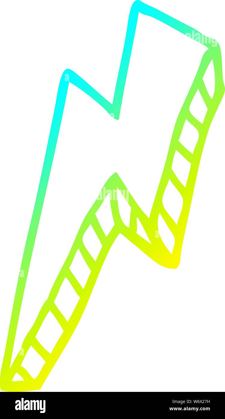 cold gradient line drawing of a cartoon thunder bolt Stock Vector Image ...