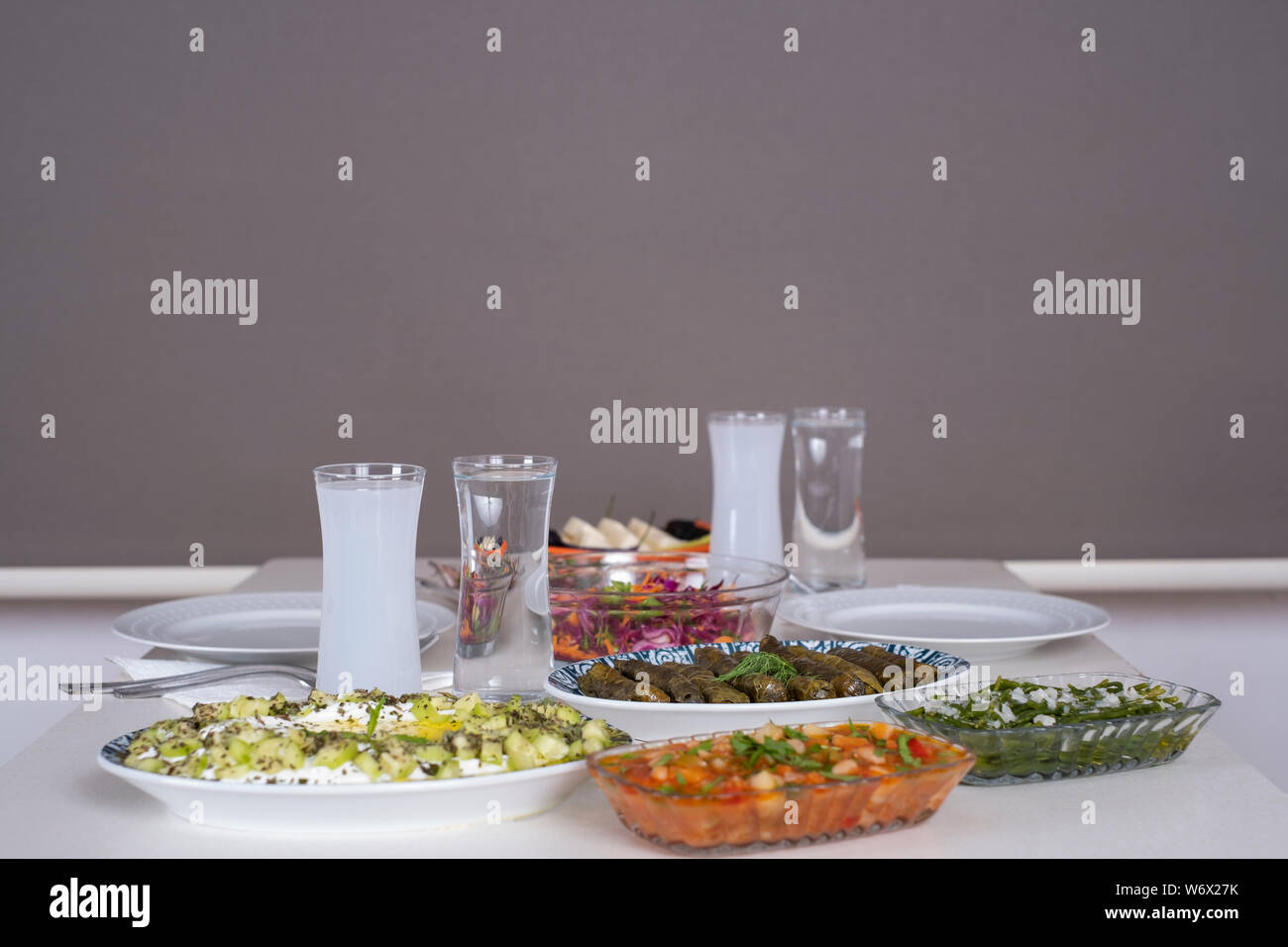 Turkish and Greek Traditional Dinning Table with Special Alcohol Drink ...