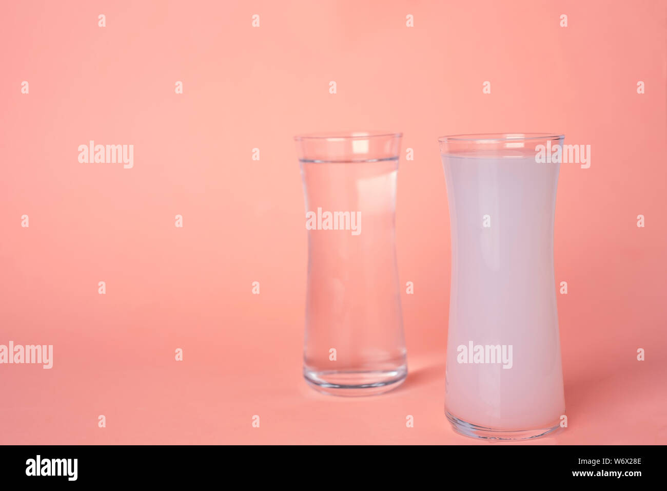 Traditional Turkish Raki in front of Pink Pastel tone Backdrop Stock ...