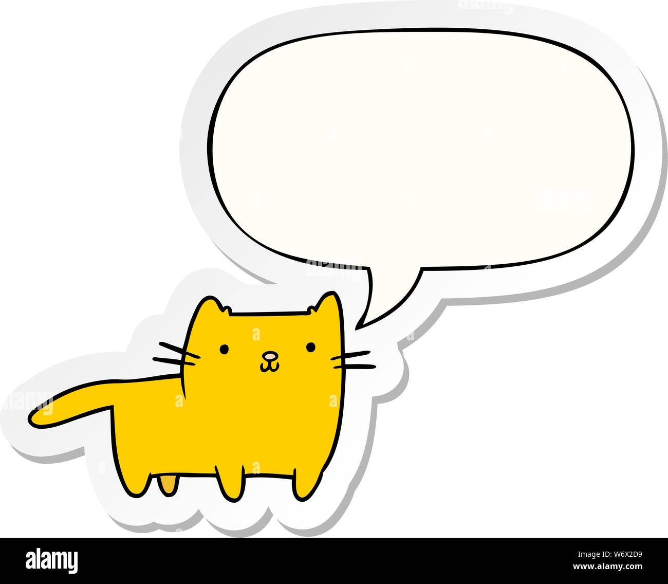 cartoon cat with speech bubble sticker Stock Vector Image & Art - Alamy