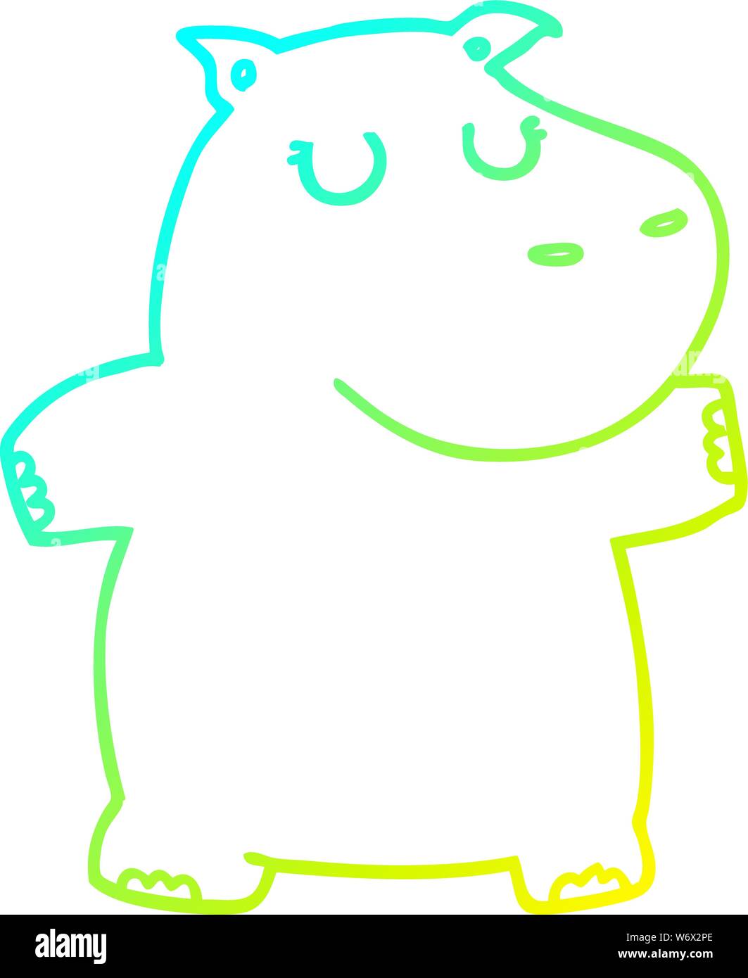 cold gradient line drawing of a cartoon hippo Stock Vector Image & Art ...