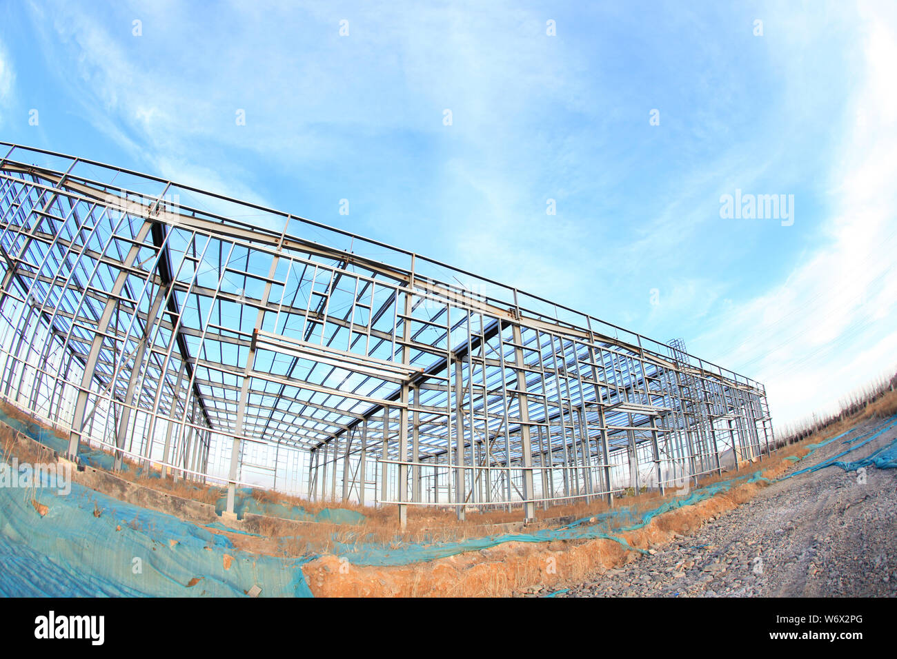 In the construction site, steel structure is under construction Stock ...