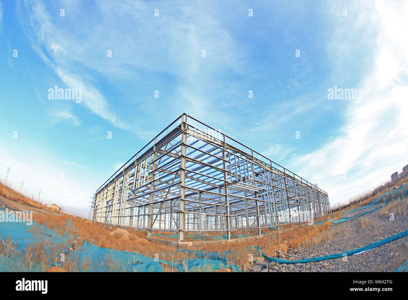 In the construction site, steel structure is under construction Stock ...