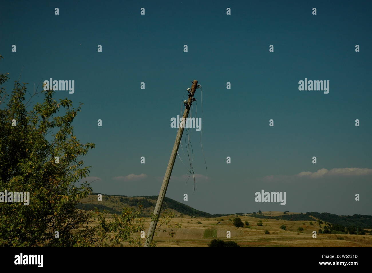 Old pillar with truncate wire in Plana mountain Bulgaria Stock Photo ...