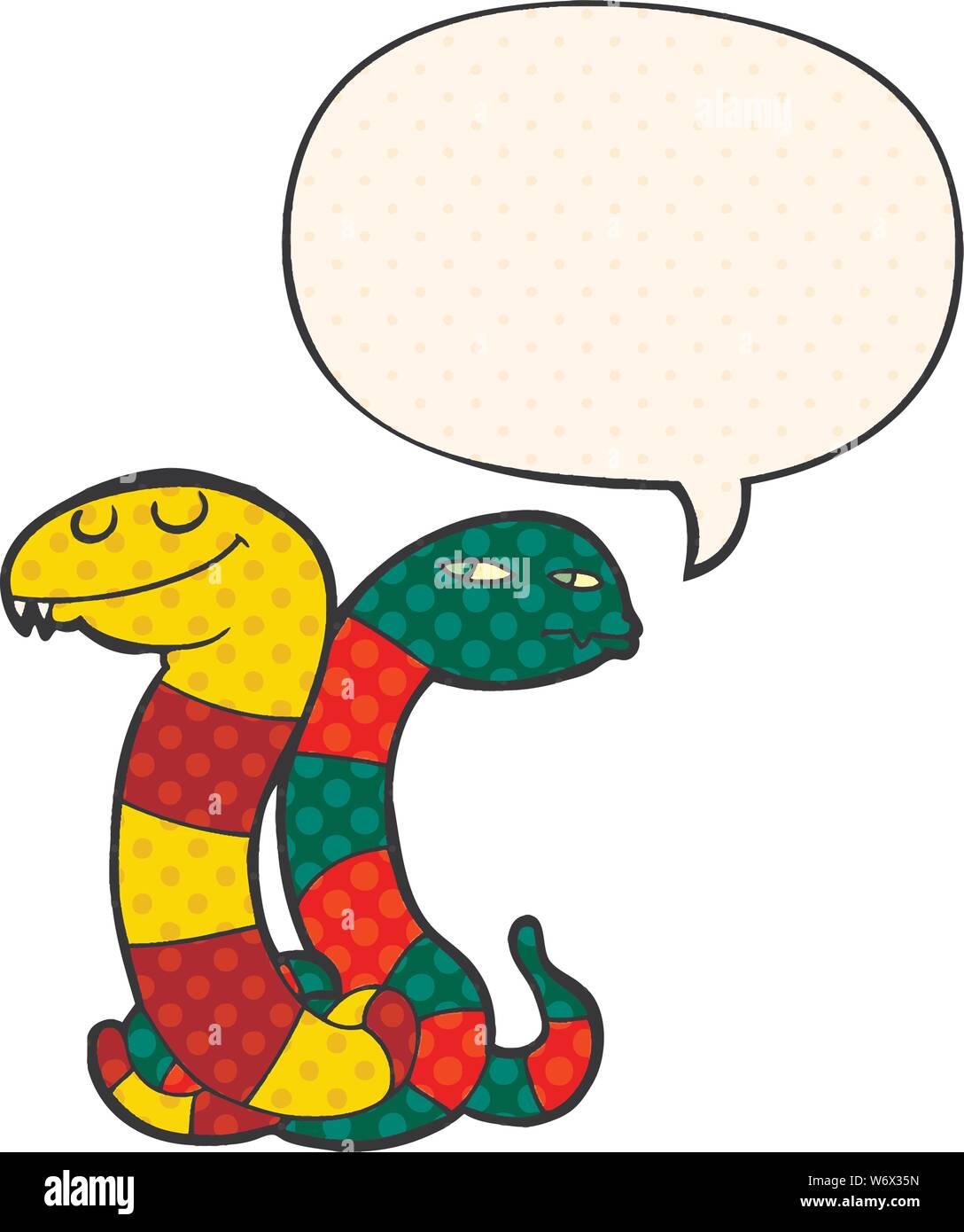 cartoon snakes with speech bubble in comic book style Stock Vector ...