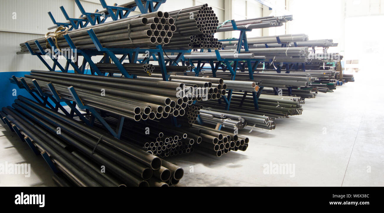 steel pipes in the factory Stock Photo - Alamy