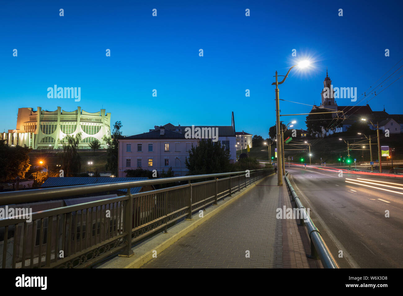 Panorama of Grodno at night. Grodno, Grodno Region, Belarus Stock Photo ...