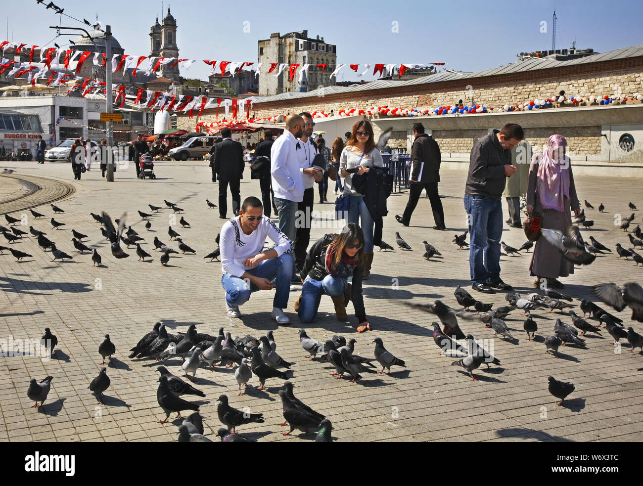 Pigeons on Taksim Square – Estambeyoglu in Istanbul. Turkey Stock Photo ...