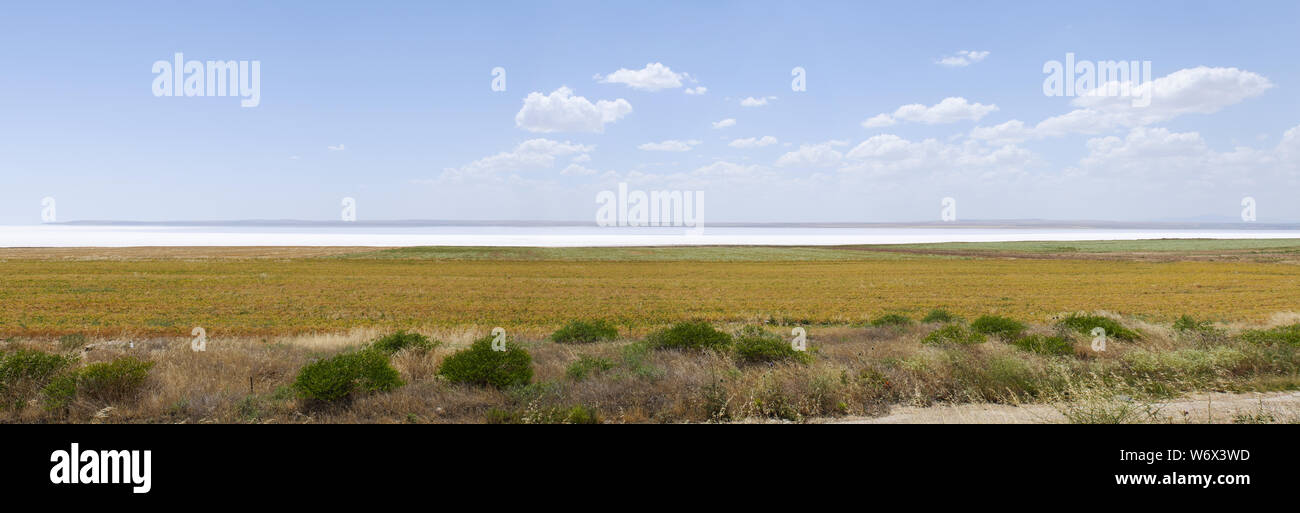 Turkey, Central Anatolia: aerial view of the salt expanse of Lake Tuz ...